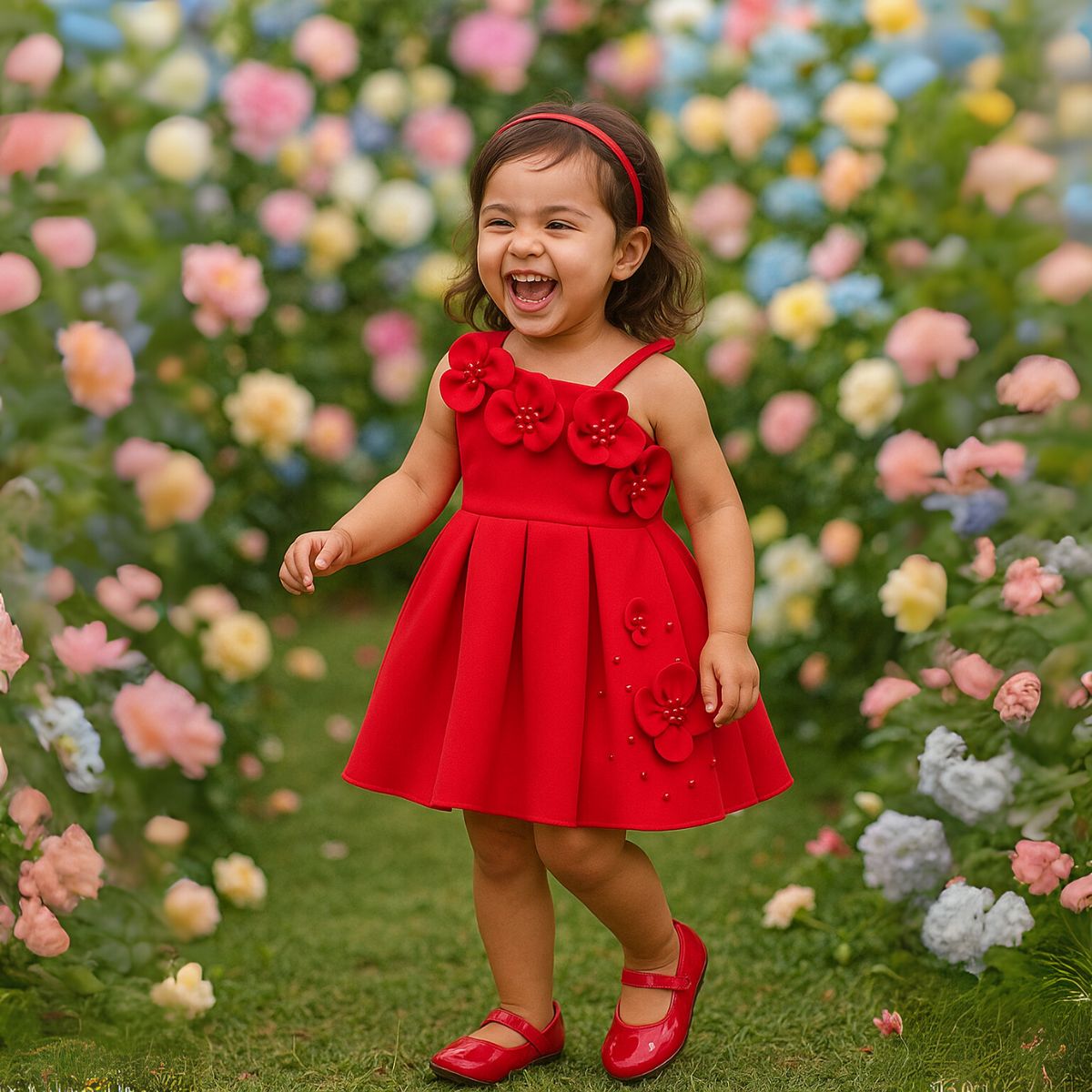 Buy Red One Shoulder Frock for Girls – Mumkins