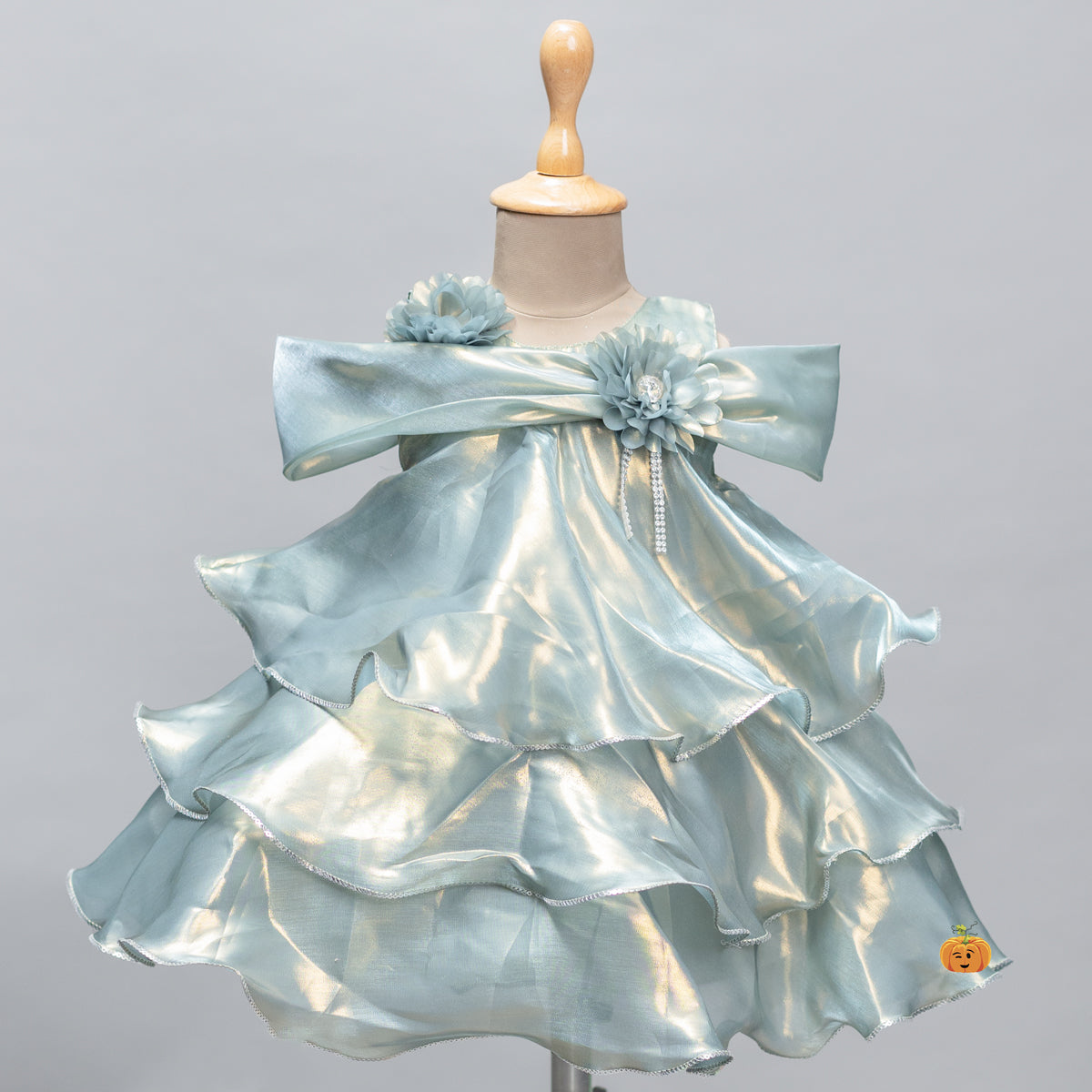 Buy Green Off Shoulder Layered Frock for Girls – Mumkins