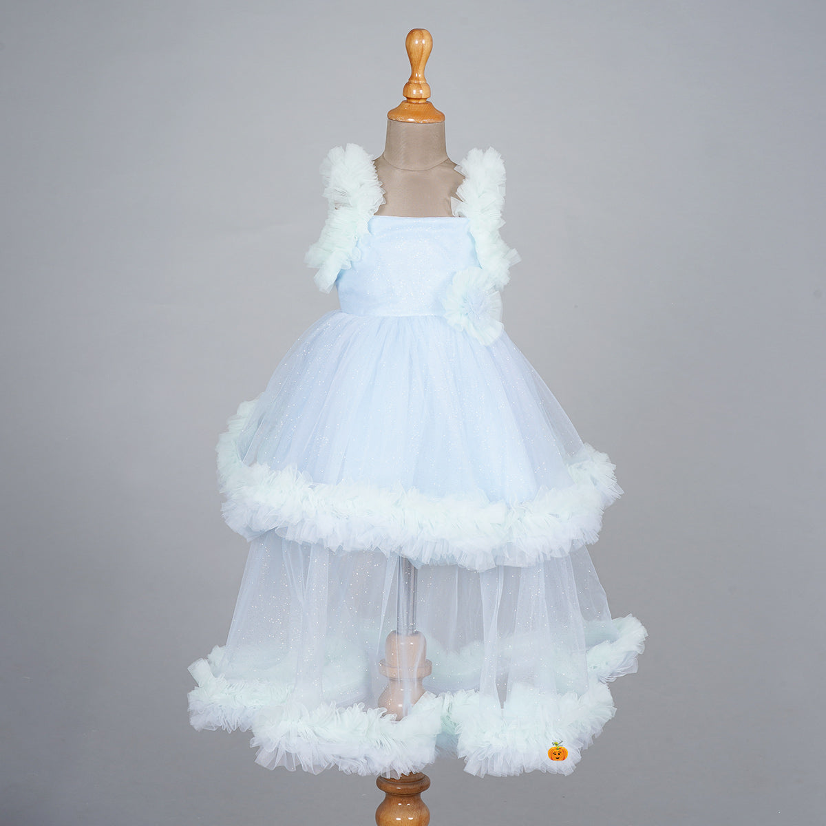 Buy Sky Blue & Purple Layered Frill Net Girls Frock – Mumkins