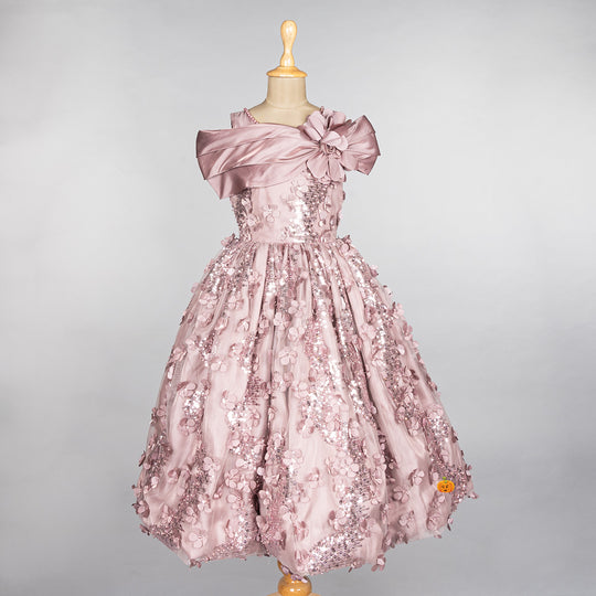 Buy Brown Off Shoulder Girls Gown – Mumkins