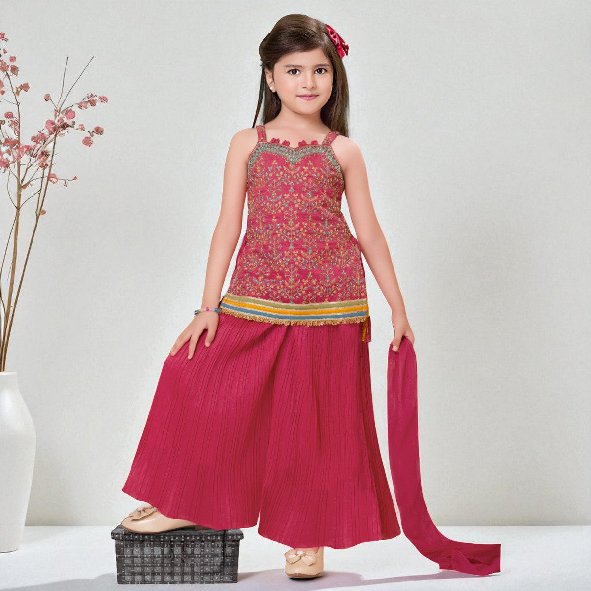 Buy Mustard & Tomato Palazzo Suit for Girls – Mumkins