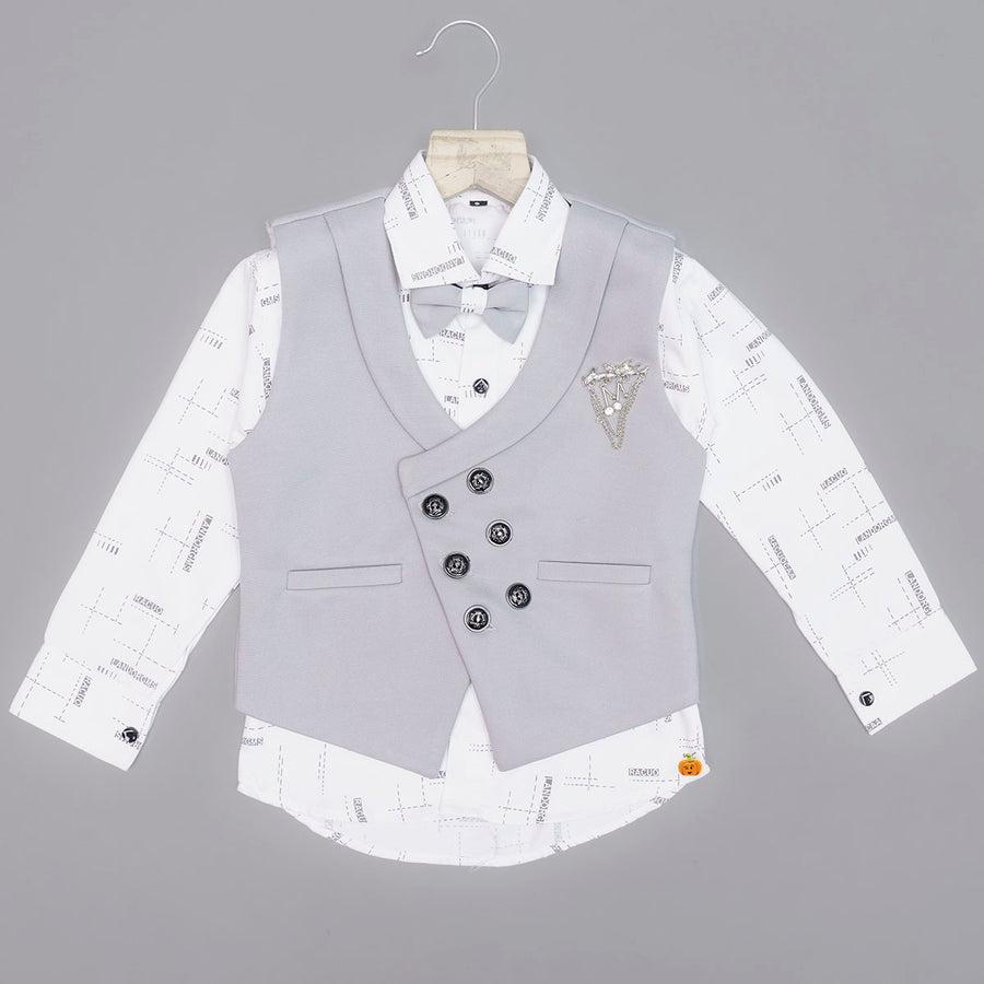 Buy Grey Double Breasted Boys Party Wear Dress – Mumkins
