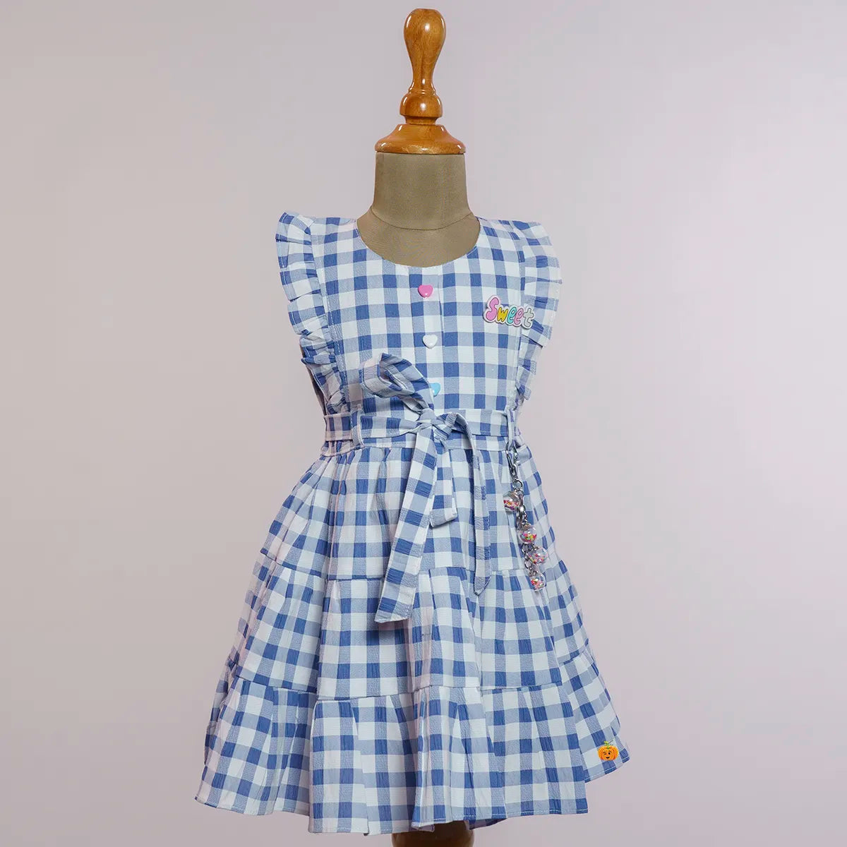 Buy Blue Checks Pattern Cotton Girls Frock – Mumkins