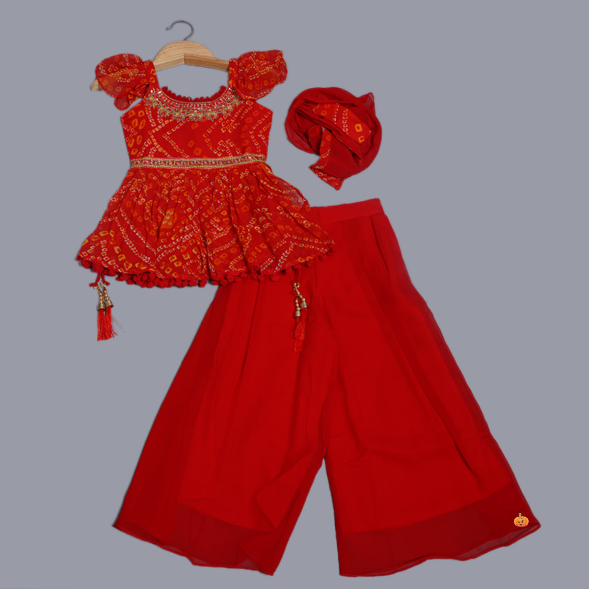Buy Red Ruffled Sleeves Girls Palazzo Suit – Mumkins